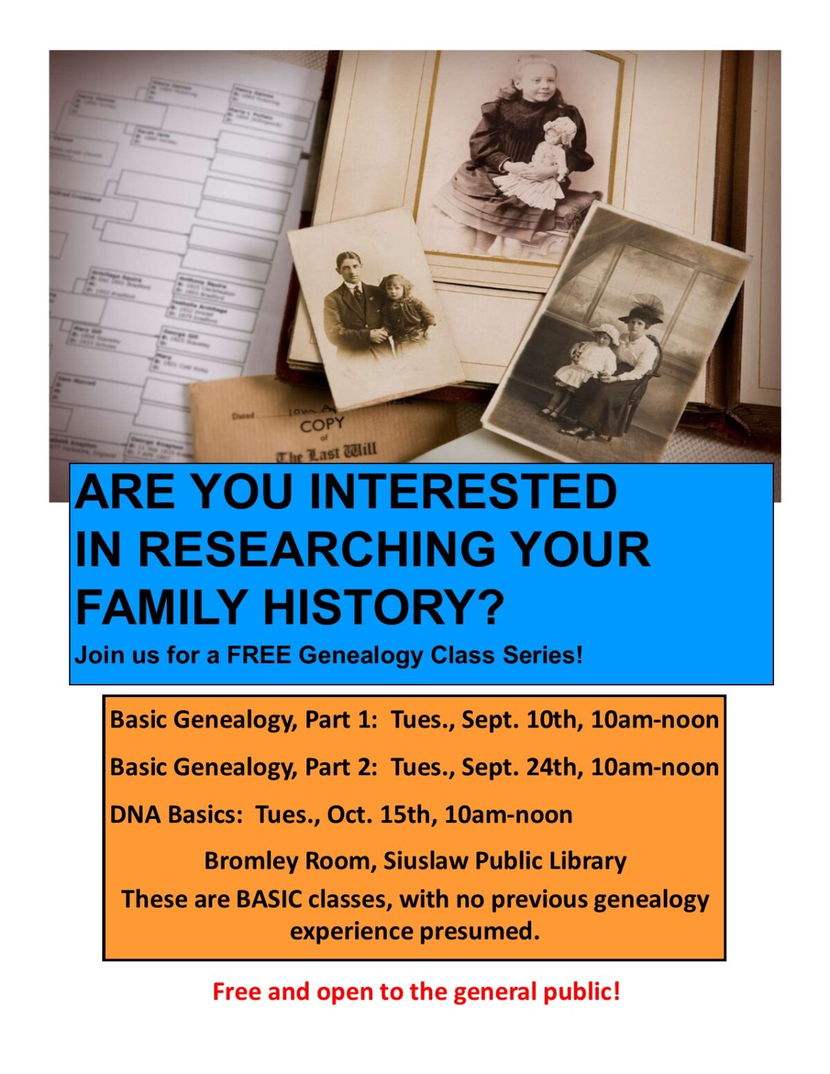 Beginning Genealogy Class Series - RiverCal – Events in the Siuslaw Region